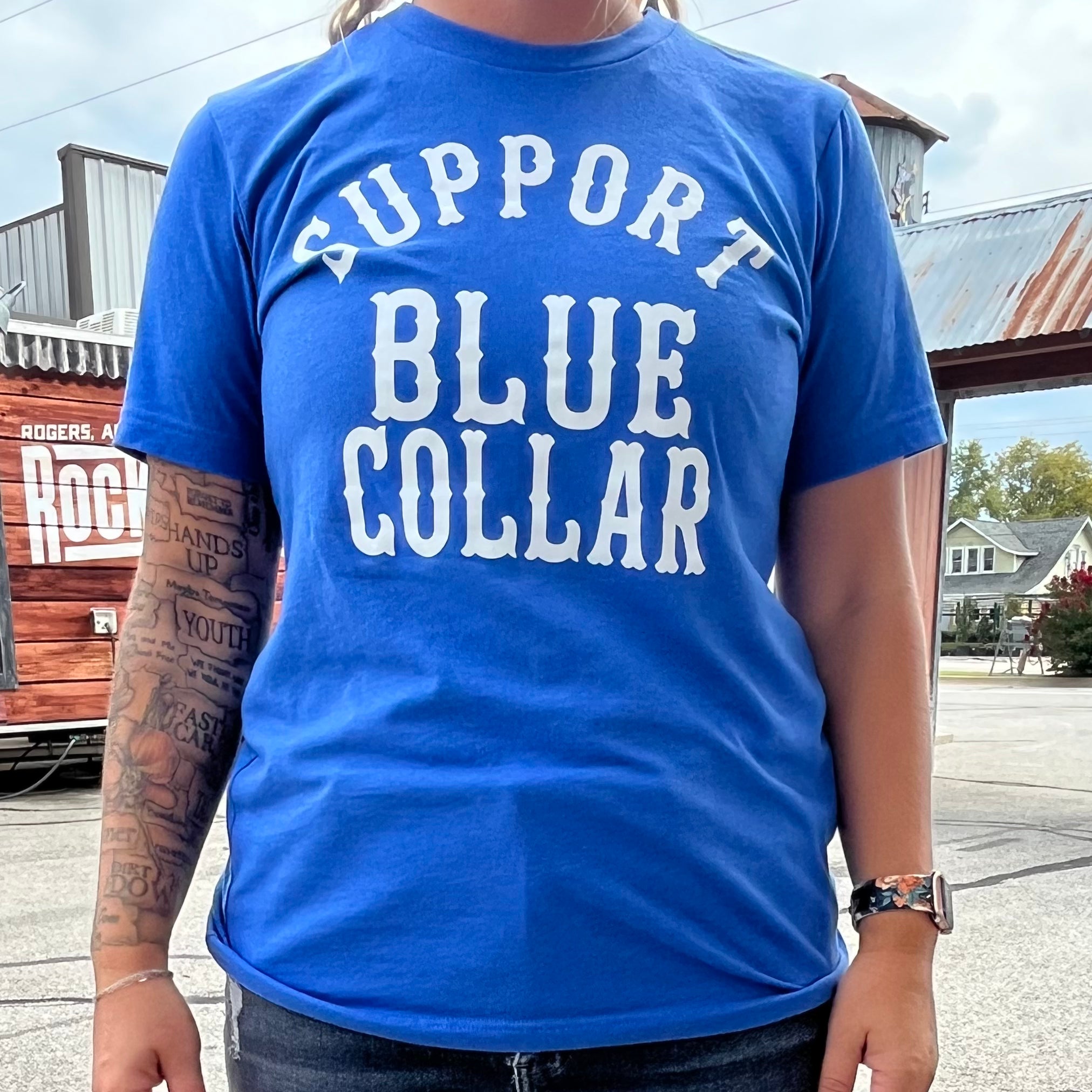 Support Blue Collar Graphic Tee – Backroad District Apparel